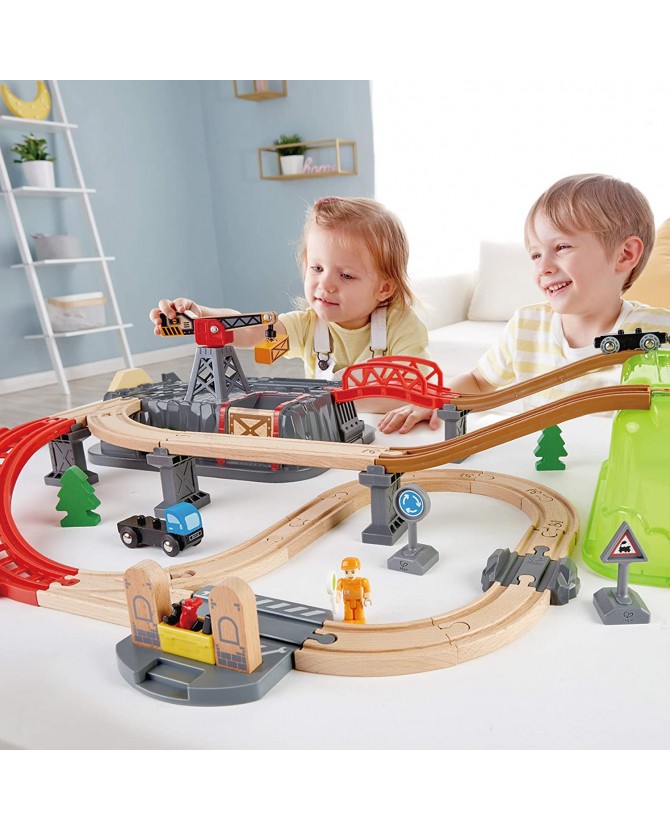 Coffret de Train de 50 pièces avec boîte de Rangement - Hape - E3764
